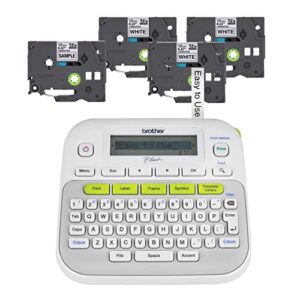 brother p-touch, ptd210, easy-to-use label maker bundle (4 label tapes included)