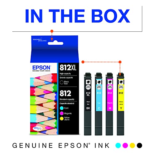 EPSON T812 DURABrite Ultra Ink High Capacity Black & Standard Color Cartridge Combo Pack (T812XL-BCS) for select Epson WorkForce Pro Printers