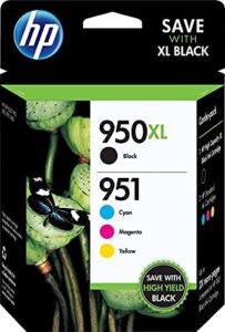 hp 951 / 950xl (c2p01fn) ink cartridges (cyan magenta yellow black) 4-pack in retail packaging