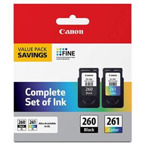 canon pg-260 / cl-261 value pack, compatible to tr7020, ts6420, and ts5320 printers, multi, once size