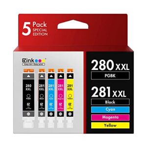 e-z ink (tm compatible ink cartridge replacement for canon pgi-280xxl cli-281xxl 280 xxl 281 xxl compatible with pixma tr7520 tr8520 ts6120 ts6220 ts8120 ts8220 ts9120 ts9520 ts6320 ts9521c (5 pack)