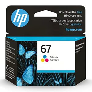 hp 67 tri-color ink cartridge | works with hp deskjet 1255, 2700, 4100 series, hp envy 6000, 6400 series | eligible for instant ink | 3ym55an