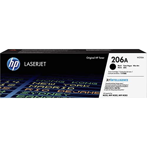 HP 206A Black Toner Cartridge | Works with HP Color LaserJet Pro M255, HP Color LaserJet Pro MFP M282, M283 Series | W2110A