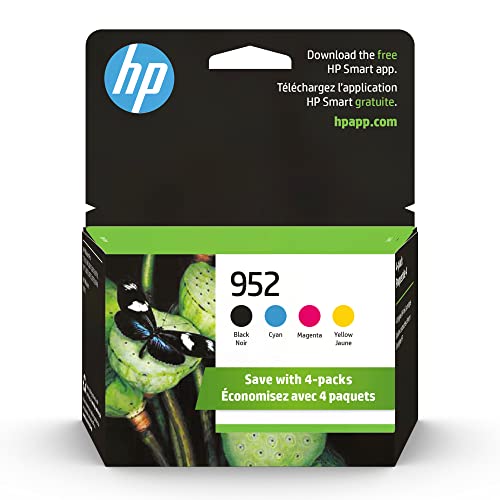 Original HP 952 Black, Cyan, Magenta, Yellow Ink Cartridges (4 Count -pack of 1) |Works with HP OfficeJet 8702,OfficeJet Pro 7720,7740,8210,8710,8720,8730, 8740 Series|Eligible for Instant Ink|X4E07AN