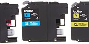 Brother Genuine High Yield Color Ink Cartridge, 3 Pack of LC103 , Replacement Color Ink Three Pack, Includes 1 Cartridge Each of Cyan, Magenta & Yellow, Page Yield Upto 600 Pages/Cartridge, LC103