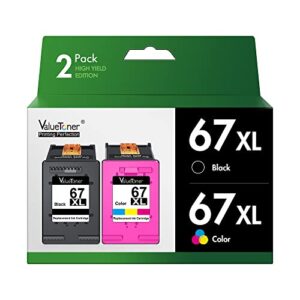 valuetoner ink cartridges replacement for hp 67xl 67 xl for envy 6000 6055 6055e 6052 6058 6075 envy pro 6400 6455 6455e 6452 6458 deskjet 1255 2732 2752 2755 2755e 4140 4152 4155 4155e printer 2-pack