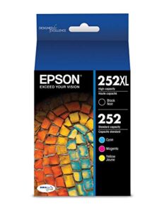 epson t252 durabrite ultra ink high capacity black & standard color cartridge combo pack (t252xl-bcs) for select epson workforce printers