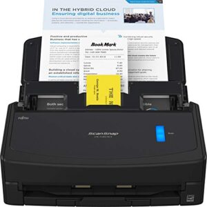 fujitsu scansnap ix1400 simple one-touch button document scanner for mac or pc, black