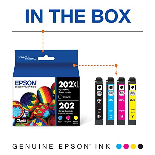 EPSON T202 Claria -Ink High Capacity Black & Standard Color -Cartridge Combo Pack (T202XL-BCS) for select Epson Expression and WorkForce Printers