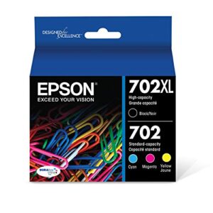 epson t702 durabrite ultra ink high capacity black & standard color cartridge combo pack (t702xl-bcs) for select epson workforce pro printers