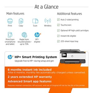 HP OfficeJet 8015e Wireless Color All-in-One Printer with 6 Months Free Ink with HP+(228F5A), White