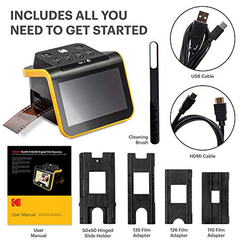 KODAK Slide N SCAN Film and Slide Scanner with Large 5” LCD Screen, Convert Color & B&W Negatives & Slides 35mm, 126, 110 Film Negatives & Slides to High Resolution 22MP JPEG Digital Photos