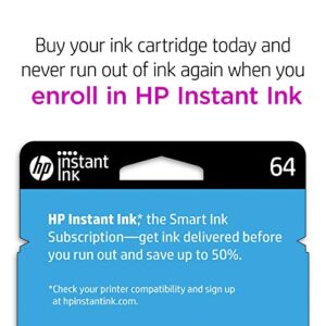 HP 64 Tri-color Ink Cartridge | Works with HP ENVY Inspire 7950e; ENVY Photo 6200, 7100, 7800; Tango Series | Eligible for Instant Ink | N9J89AN