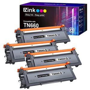 e-z ink (tm compatible toner cartridge replacement for brother tn660 tn630 high yield to use with hl-l2300d hl-l2380dw hl-l2320d dcp-l2540dw hl-l2340dw hl-l2360dw mfc-l2720dw printer (black, 4 pack)