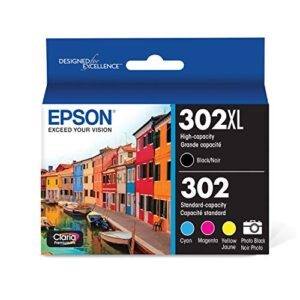 epson t302 claria premium -ink high-capacity black and standard-capacity photo black and color-cartridge combo pack (t302xl-bcs) for select epson expression premium printers