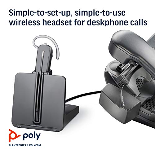 Plantronics - CS540 Wireless DECT Headset with Lifter (Poly) - Single Ear (Mono) Convertible (3 wearing styles) - Connects to Desk Phone - Noise Canceling Microphone