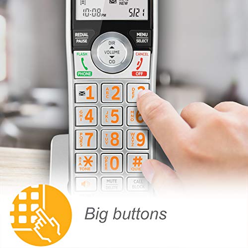 AT&T CL82407 DECT 6.0 4-Handset Cordless Phone for Home with Answering Machine, Call Blocking, Caller ID Announcer, Intercom and Long Range, Silver