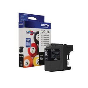 brother genuine standard yield black ink cartridge, lc201bk, replacement black ink, page yield up to 260 pages, amazon dash replenishment cartridge, lc201bk