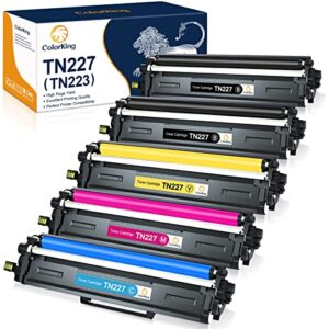 colorking compatible toner cartridge replacement for brother tn227 tn227bk tn-227 tn223 tn223bk for mfc-l3770cdw hl-l3290cdw hl-l3270cdw hl-l3210cw mfc-l3710cw printer (tn-227bk/c/m/y high yield, 5pk)