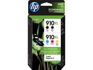 hp 910xl (6za58an) ink cartridges (cyan magenta yellow black) 5-pack in retail packaging