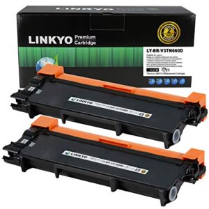 linkyo compatible toner cartridge replacement for brother tn660 tn630 tn-660 (2-pack, high yield, design v3)