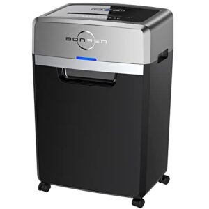 bonsen heavy duty paper shredder, 24-sheet cross-cut shredder, 40-min continuous running time, commercial grade shredder for office, 9-gallon big basket, 55db super quiet, p-4 high security (s3105)