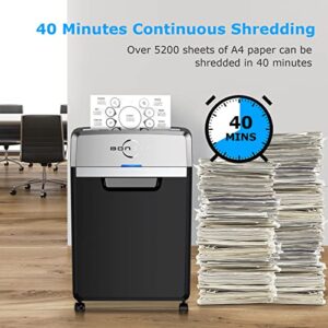 BONSEN Heavy Duty Paper Shredder, 24-Sheet Cross-Cut Shredder, 40-Min Continuous Running Time, Commercial Grade Shredder for Office, 9-Gallon Big Basket, 55dB Super Quiet, P-4 High Security (S3105)