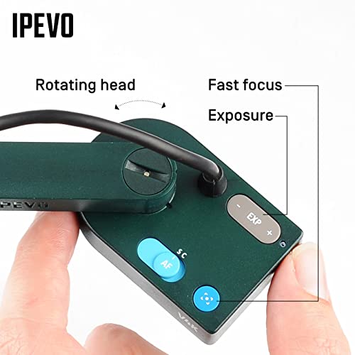 IPEVO V4K Ultra High Definition 8MP USB Document Camera — Mac OS, Windows, Chromebook Compatible for Live Demo, Web Conferencing, Distance Learning, Remote Teaching