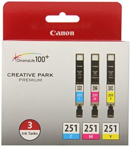 canon cli-251xl 3 color multi pack compatible to mg6320, ip7220, mg5420, mx922, mx722, mg7120, mg6420, mg5520, ix6820, ip8720, mg7520, mg6620, mg5620