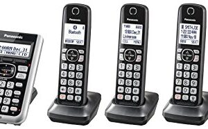 Panasonic Link2Cell Bluetooth Cordless Phone System with Voice Assistant, Call Block and Answering Machine, Expandable Home Phone with 5 Handsets â€“ KX-TGF575S (Black with Silver Trim)