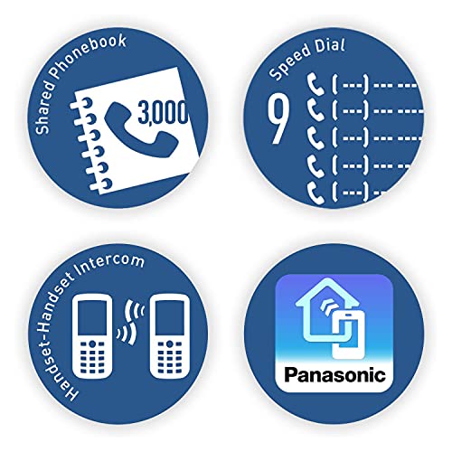 Panasonic Link2Cell Bluetooth Cordless Phone System with Voice Assistant, Call Block and Answering Machine, Expandable Home Phone with 5 Handsets â€“ KX-TGF575S (Black with Silver Trim)