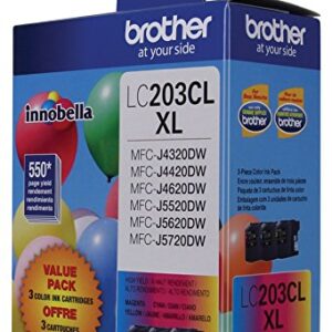 Brother Genuine High Yield Color Ink Cartridge, LC2033PKS, Replacement Color Ink Three Pack, Includes 1 Cartridge Each of Cyan, Magenta & Yellow, Page Yield Up To 550 Pages, Amazon Dash Replenishment Cartridge, LC203