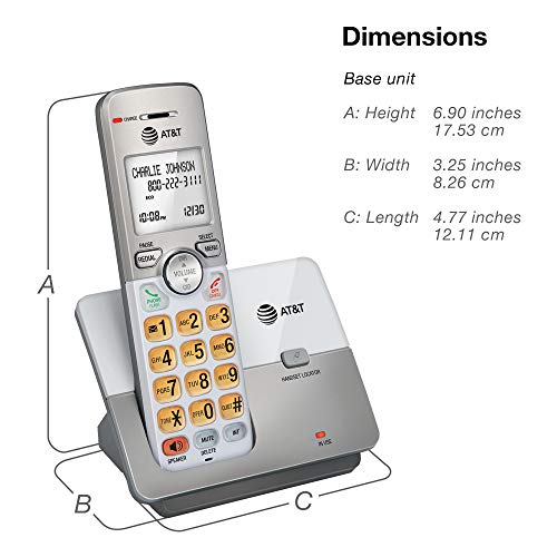 AT&T EL51203 - 2 Handset DECT 6.0 Cordless Home Phone Full-Duplex Handset Speakerphone, Backlit Display, Lighted Keypad, Caller ID/Call Waiting, Phonebook, Eco Mode, Voicemail Key, Quiet Mode,Intercom