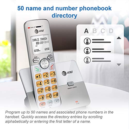 AT&T EL51203 - 2 Handset DECT 6.0 Cordless Home Phone Full-Duplex Handset Speakerphone, Backlit Display, Lighted Keypad, Caller ID/Call Waiting, Phonebook, Eco Mode, Voicemail Key, Quiet Mode,Intercom