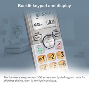 AT&T EL51203 - 2 Handset DECT 6.0 Cordless Home Phone Full-Duplex Handset Speakerphone, Backlit Display, Lighted Keypad, Caller ID/Call Waiting, Phonebook, Eco Mode, Voicemail Key, Quiet Mode,Intercom