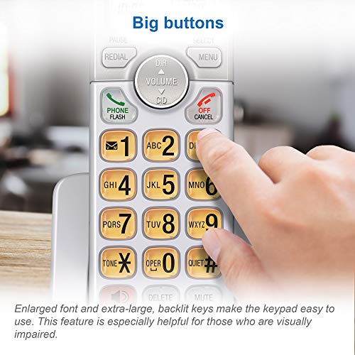 AT&T EL51203 - 2 Handset DECT 6.0 Cordless Home Phone Full-Duplex Handset Speakerphone, Backlit Display, Lighted Keypad, Caller ID/Call Waiting, Phonebook, Eco Mode, Voicemail Key, Quiet Mode,Intercom