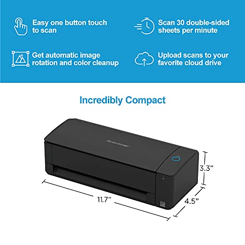 Fujitsu ScanSnap iX1300 Compact Wireless or USB Double-Sided Color Document, Photo & Receipt Scanner with Auto Document Feeder and Manual Feeder for Mac or PC, Black