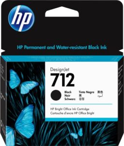 hp 712 black 80-ml genuine ink cartridge (3ed71a) for designjet t650, t630, t230, t210 & studio plotter printers