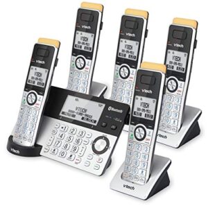 VTech IS8151-5 Super Long Range 5 Handset DECT 6.0 Cordless Phone for Home with Answering Machine, 2300 ft Range, Call Blocking, Bluetooth, Headset Jack, Power Backup, Intercom, Expandable to 12 HS