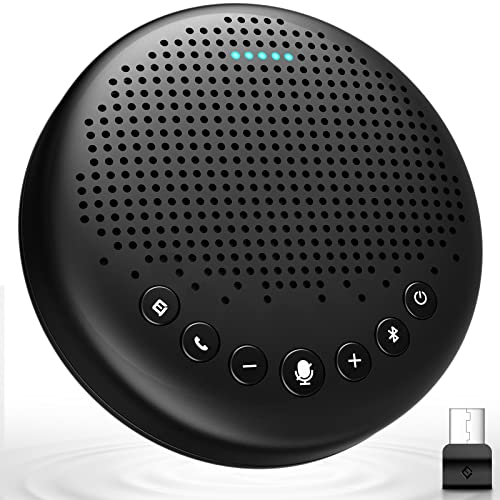 Conference Speaker and Microphone - EMEET Luna 360° Voice Pickup w/Noise Reduction/Mute/Indicator USB Bluetooth Speakerphone w/Dongle for 8 People Daisy Chain for 16 Compatible with Leading Software