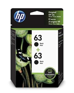 hp 63 | 2 ink cartridges | black | works with hp deskjet 1112, 2100 series, 3600 series, hp envy 4500 series, hp officejet 3800 series, 4600 series, 5200 series | f6u62an