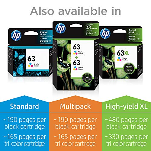 HP 63 | 2 Ink Cartridges | Black | Works with HP DeskJet 1112, 2100 Series, 3600 Series, HP ENVY 4500 Series, HP OfficeJet 3800 Series, 4600 Series, 5200 Series | F6U62AN