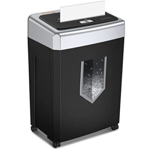 bonsaii 14-sheet home office paper shredder, 40-minute shredder for home use, cross cut heavy duty shredder, cds, mails, staple, clip, with 4 casters (c169-b)