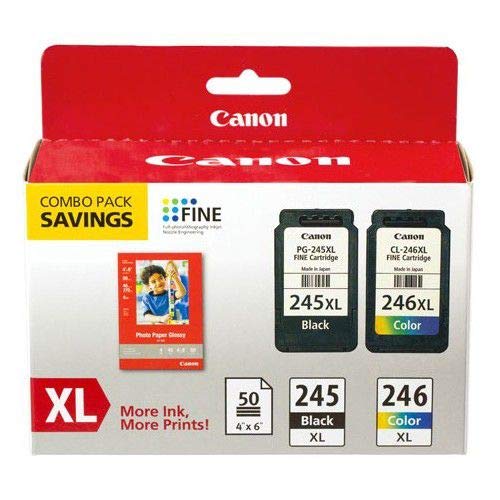 Canon PG-245XL/CL-246XL Ink/Photo Paper Pack, Compatible to MX490, MX492, MG2522, MG3020,MG2920,MG2924,iP2820,MG2525 and MG2420