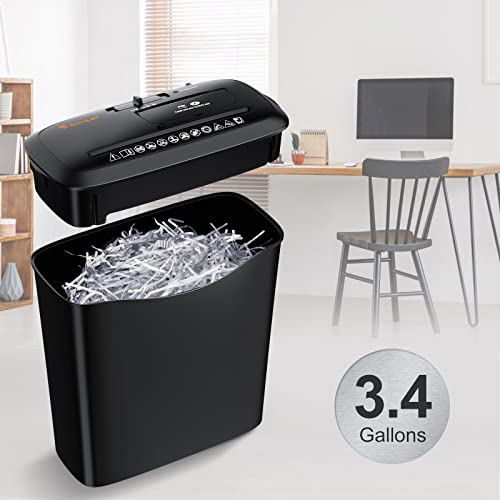 Bonsaii Paper Shredder for Home, 8-Sheet StripCut CD and Credit Card Paper Shredder for Home Office Use, Shredder Machine with Overheat and Overload Protection, 3.4 Gallons Wastebasket,Black (S120-C)