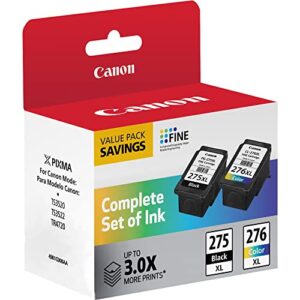 Canon PG-275 XL / CL-276 XL Value Pack, Compatible to PIXMA TS3520, TS3522 and TR4720 Printers