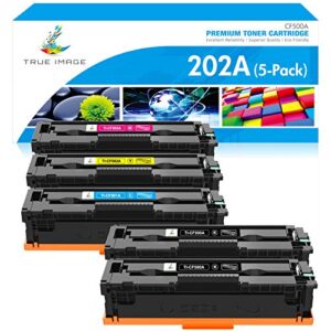 true image compatible toner cartridge replacement for hp 202a cf500a 202x hp color pro mfp m281fdw m281cdw m254dw m281fdn m254dn m254nw m281 m254 toner printer ink (black cyan yellow magenta, 5-pack)