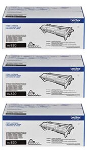 brother genuine black toner cartridge 3-pack, tn820, replacement black toner, page yield up to 3,000 pages each