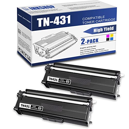 TN431 Compatible TN-431 Black Toner Cartridge Replacement for Brother TN-431 HL-L8260CDW HL-L8360CDW DCP-L8410CDW MFC-L8610CDW Toner.(2 Pack)