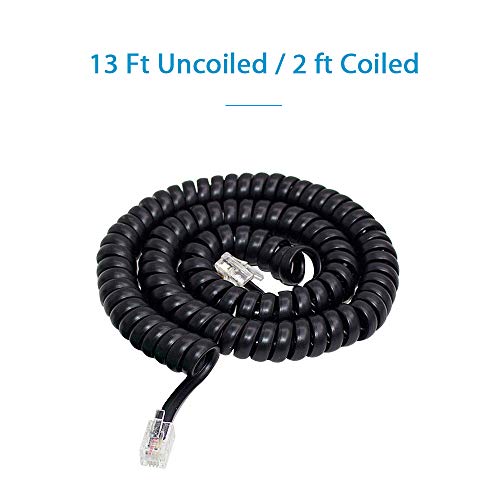 Phone Cord Landline,SHONCO 2 Pack 4M 13Ft Telephone Cord,Phone Cord,Phone Cords for landline with Standard RJ9 4P4C Plugs,Black